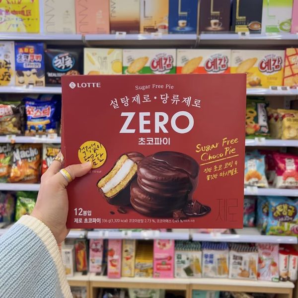 韓國 Lotte樂天 NEW ZERO 無糖零巧克力派 110kcal 336g - 每袋 12 塊 |低熱量零食，無罪惡感甜點| (12個入)｜SEOUL JP Wholesale 團購@批發